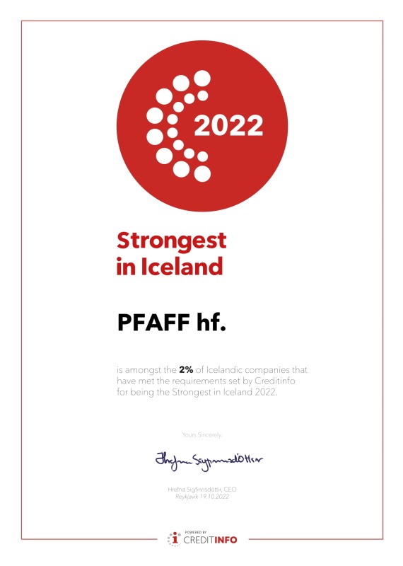 Pfaff. Framúrskarandi fyrirtæki ársins 2022